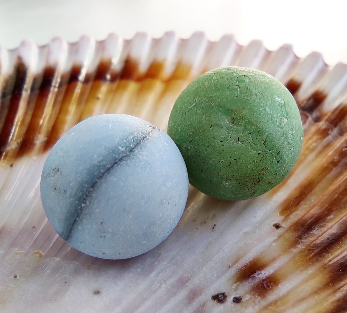 2 Opaque Sea Glass Marbles, Opaque Sea Glass Marble, Please Read ...