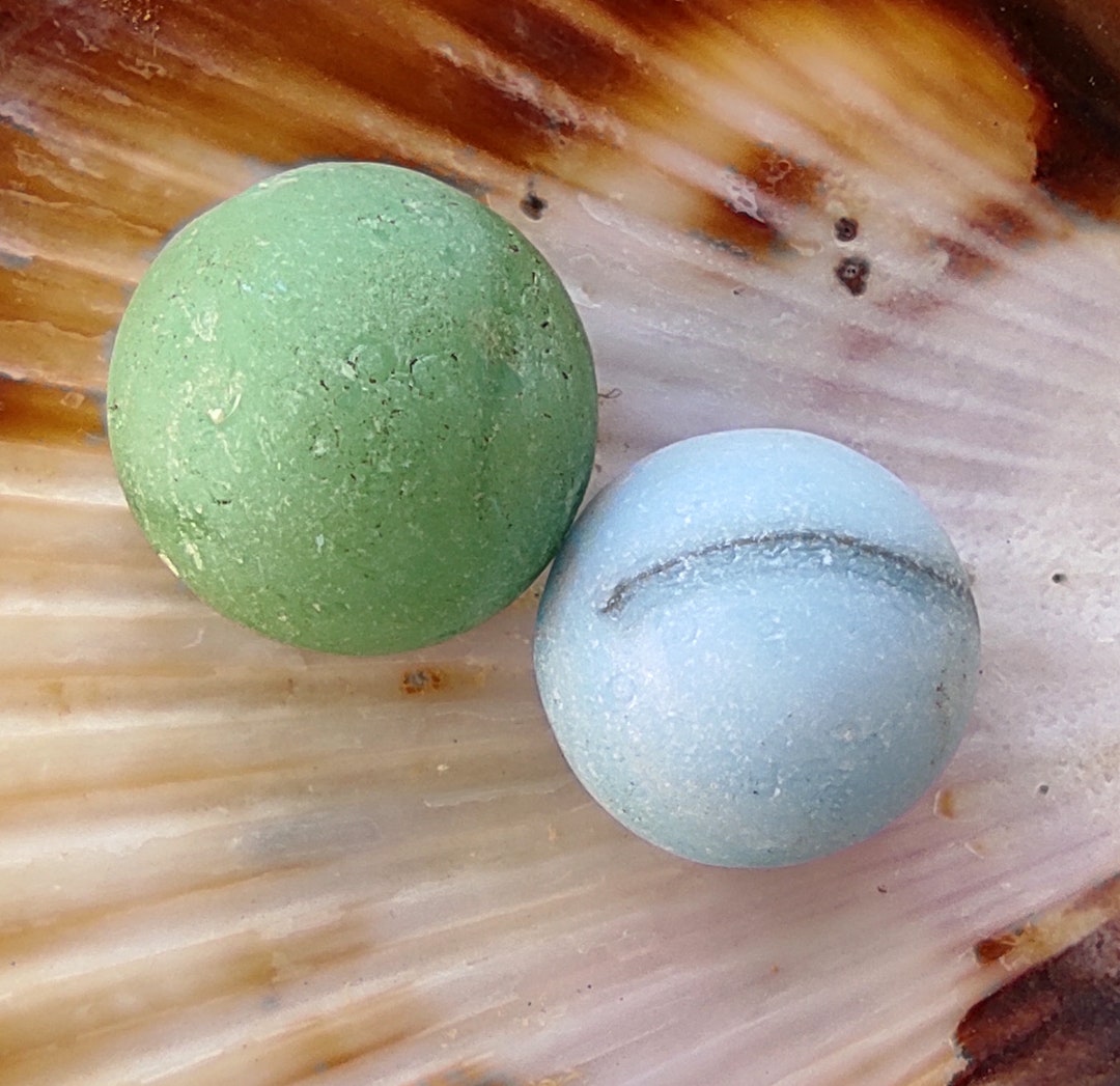 2 Opaque Sea Glass Marbles, Opaque Sea Glass Marble, Please Read ...