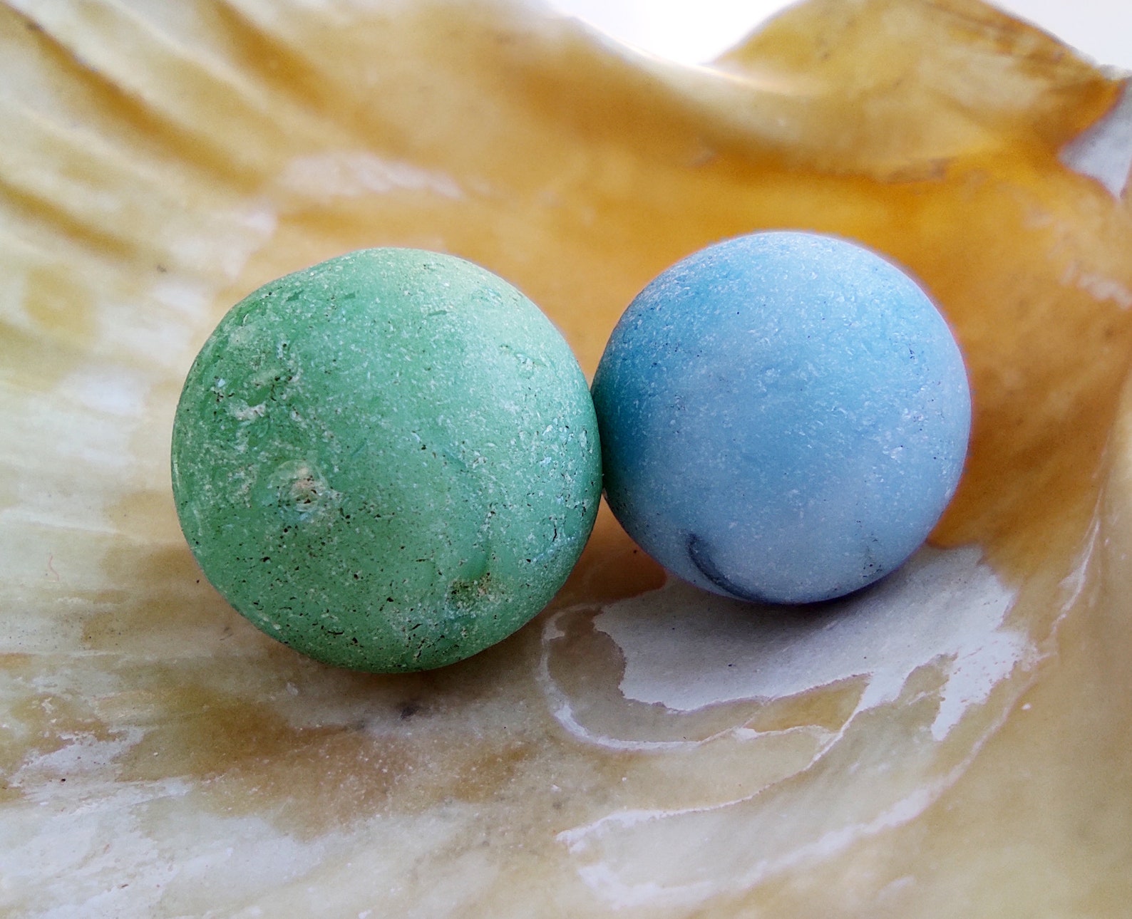 2 Opaque Sea Glass Marbles, Opaque Sea Glass Marble, Please Read ...