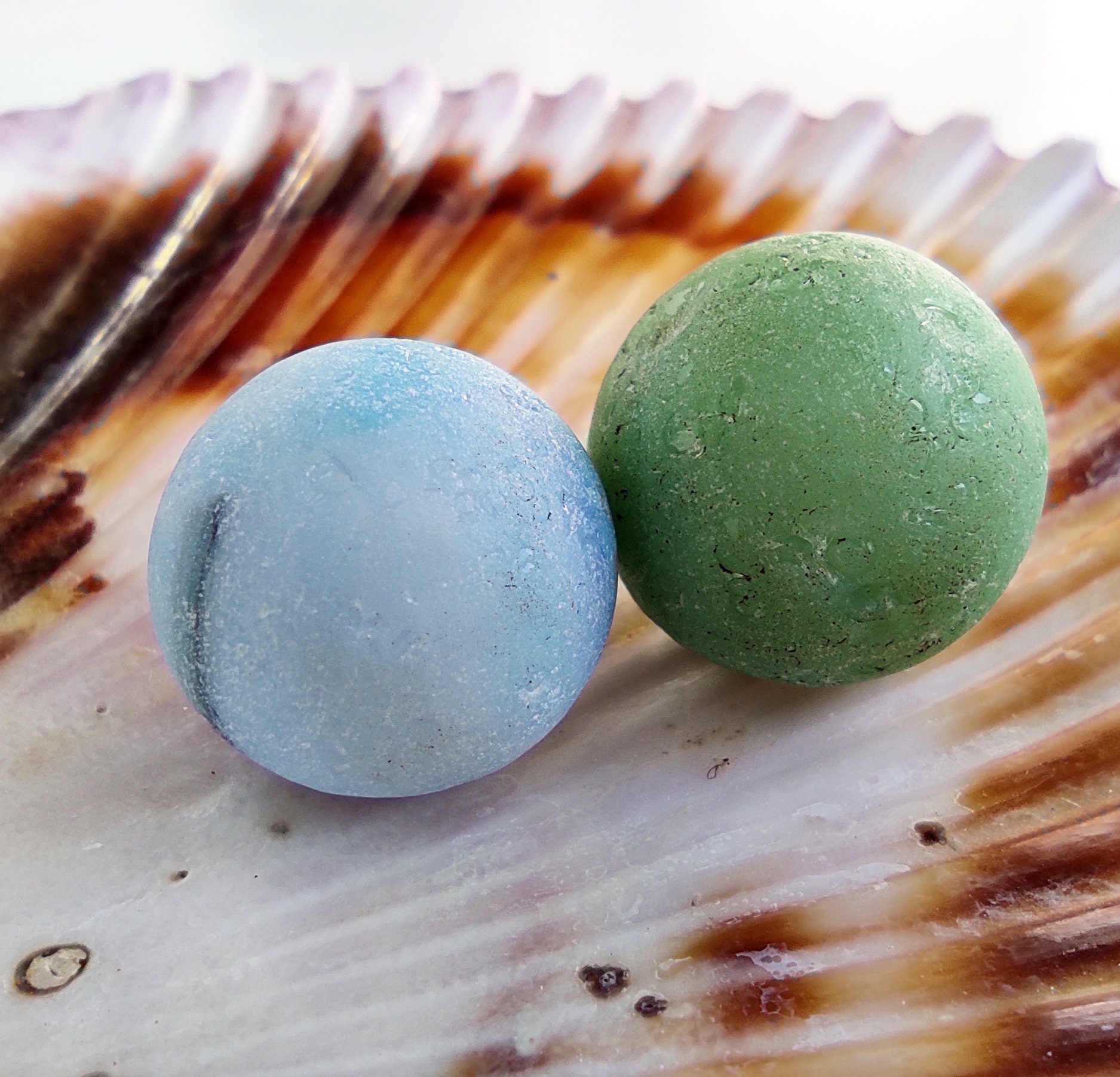 2 Opaque Sea Glass Marbles, Opaque Sea Glass Marble, Please Read ...