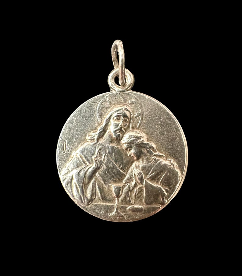 Vintage Communion Silvered Medal – Jesus & Disciple at Communion ...