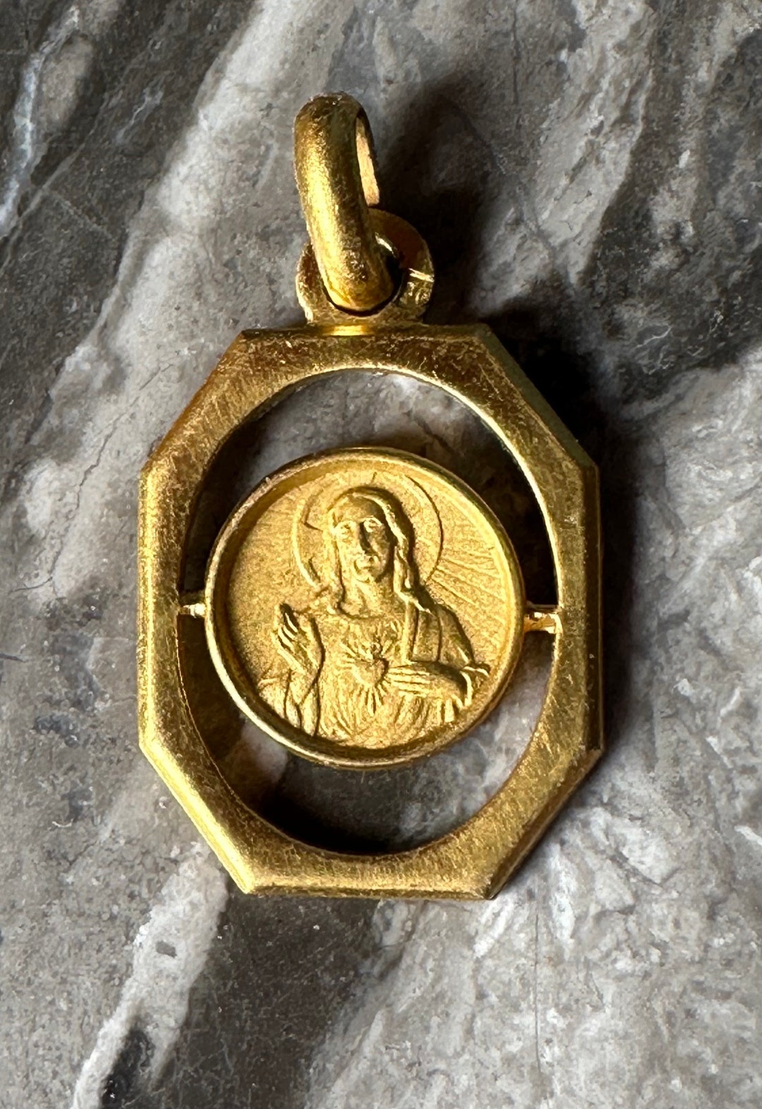 Jesus Sacred Heart French Religious Gold Plate Baby Medal - Etsy