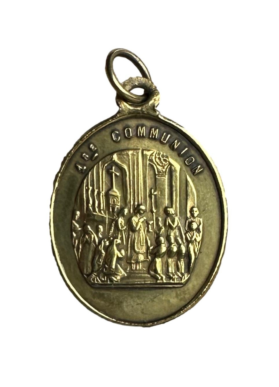 Antique First Communion French Brass Medal - Etsy