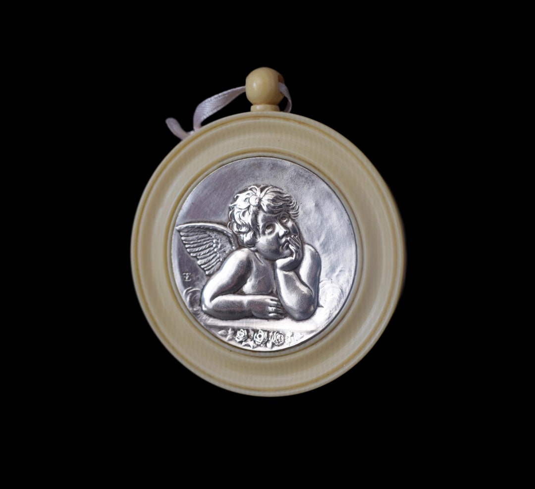 Raphael's Angel Putti Medallion Baby Cradle Medal Bakelite - Etsy