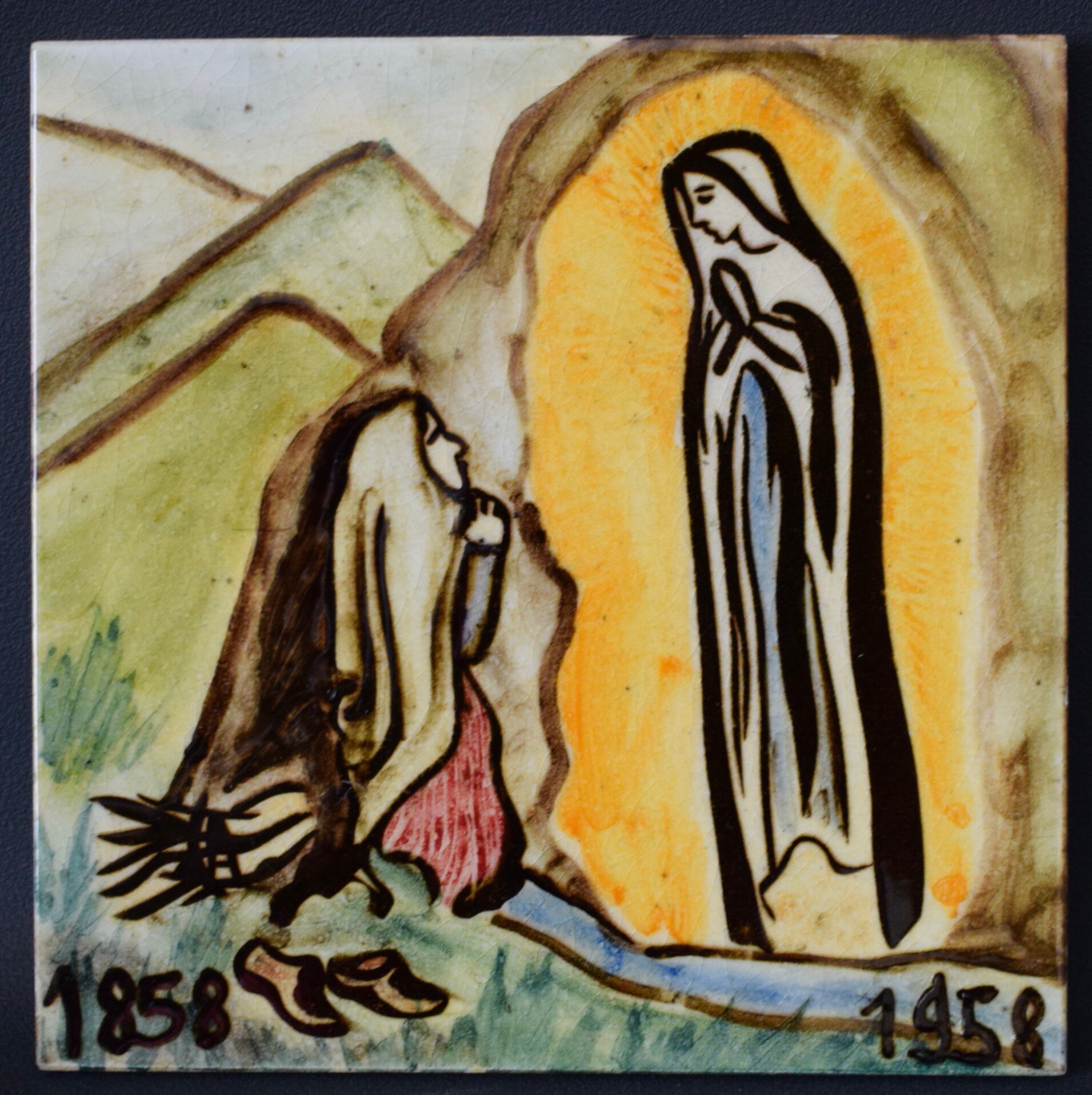 Our Lady of Lourdes Tile Wall Plaque Gien Faience - Etsy