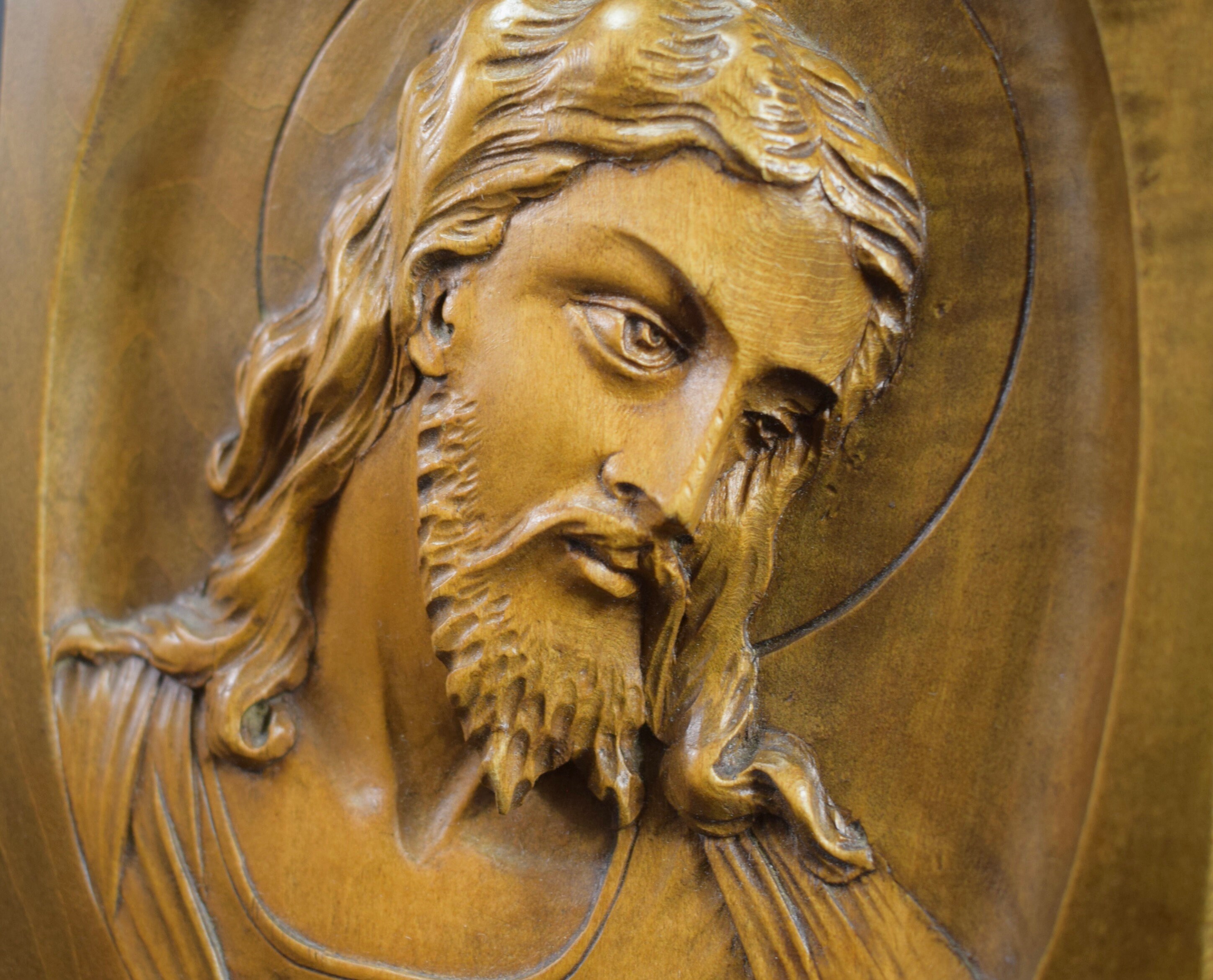 Hand Carved Wood Holy Face of Jesus Sculpture by Bastian - Etsy