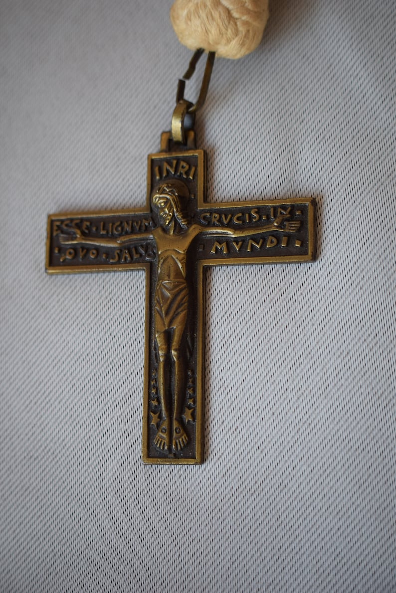 Fernand PY Bronze Pectoral Cross Art Deco Crucifix - Etsy