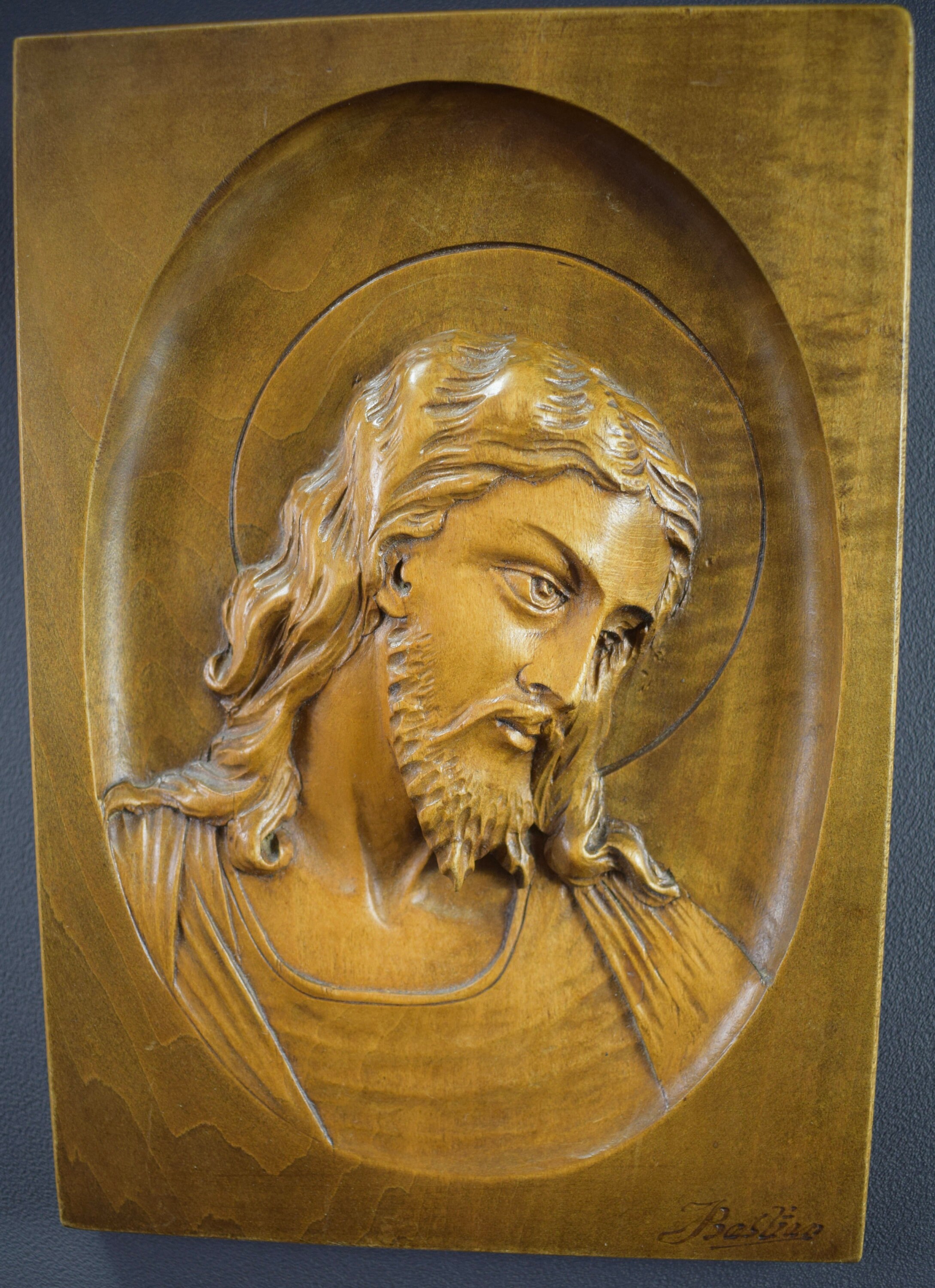 Hand Carved Wood Holy Face of Jesus Sculpture by Bastian - Etsy