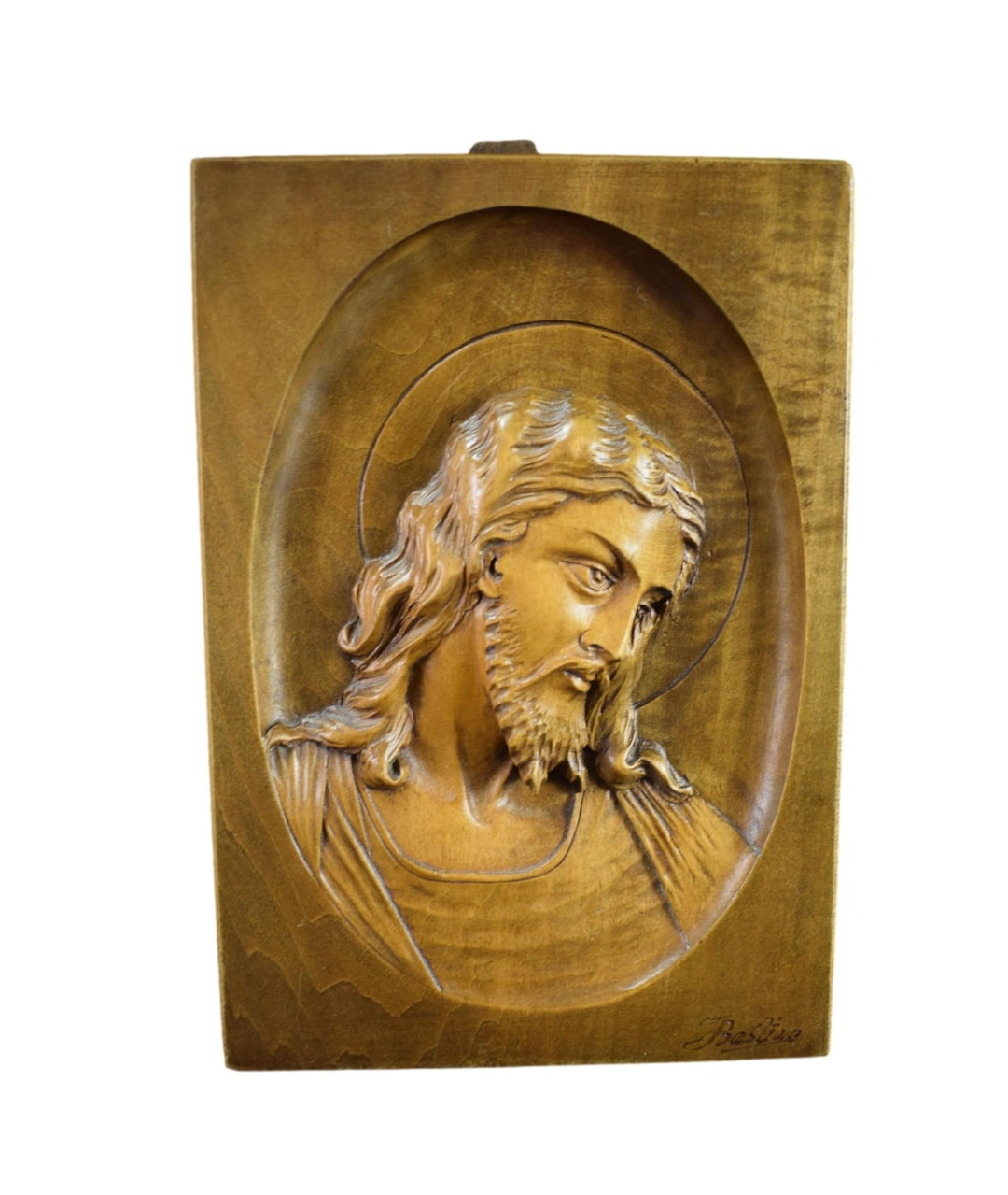 Hand Carved Wood Holy Face of Jesus Sculpture by Bastian - Etsy