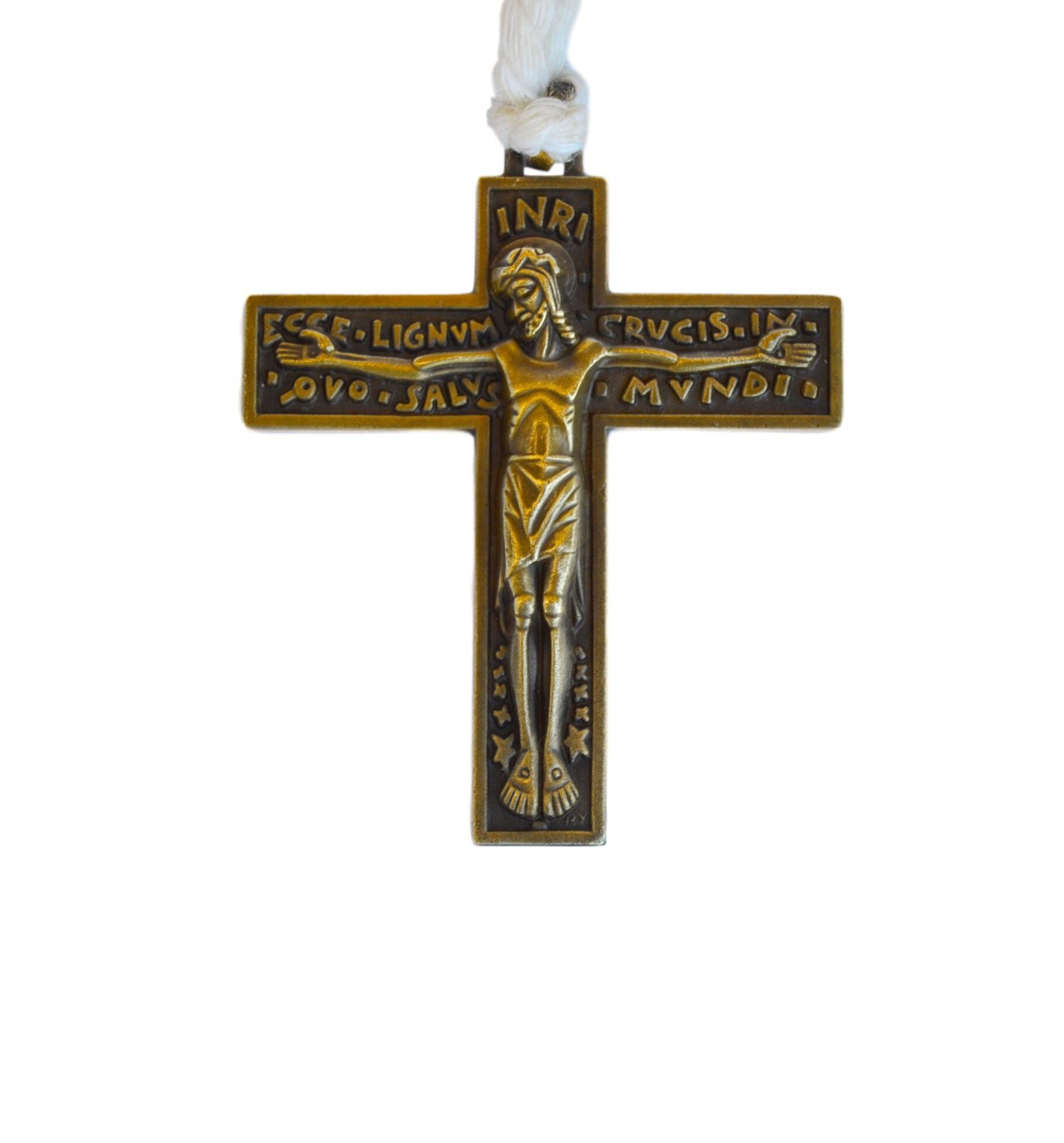 Fernand PY Bronze Pectoral Cross Art Deco Crucifix Modernist Religious ...