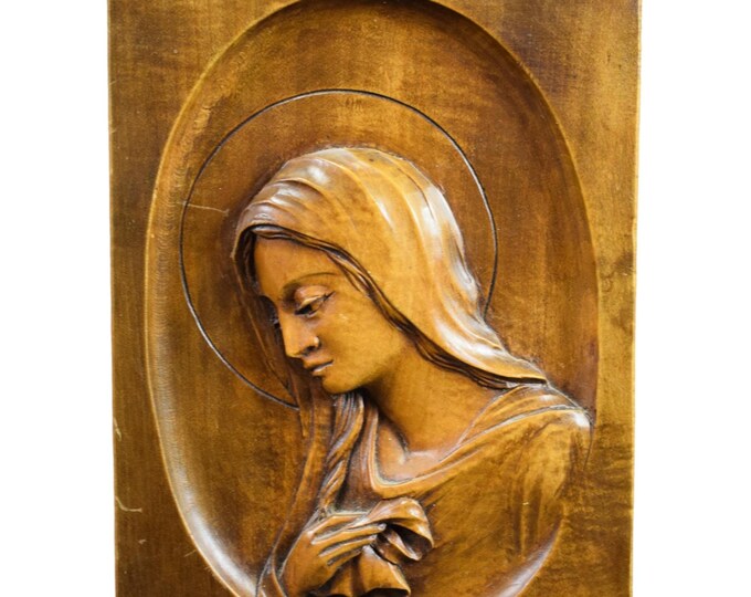 Hand Carved Wood Virgin Mary Face Sculpture by Bastian - Etsy