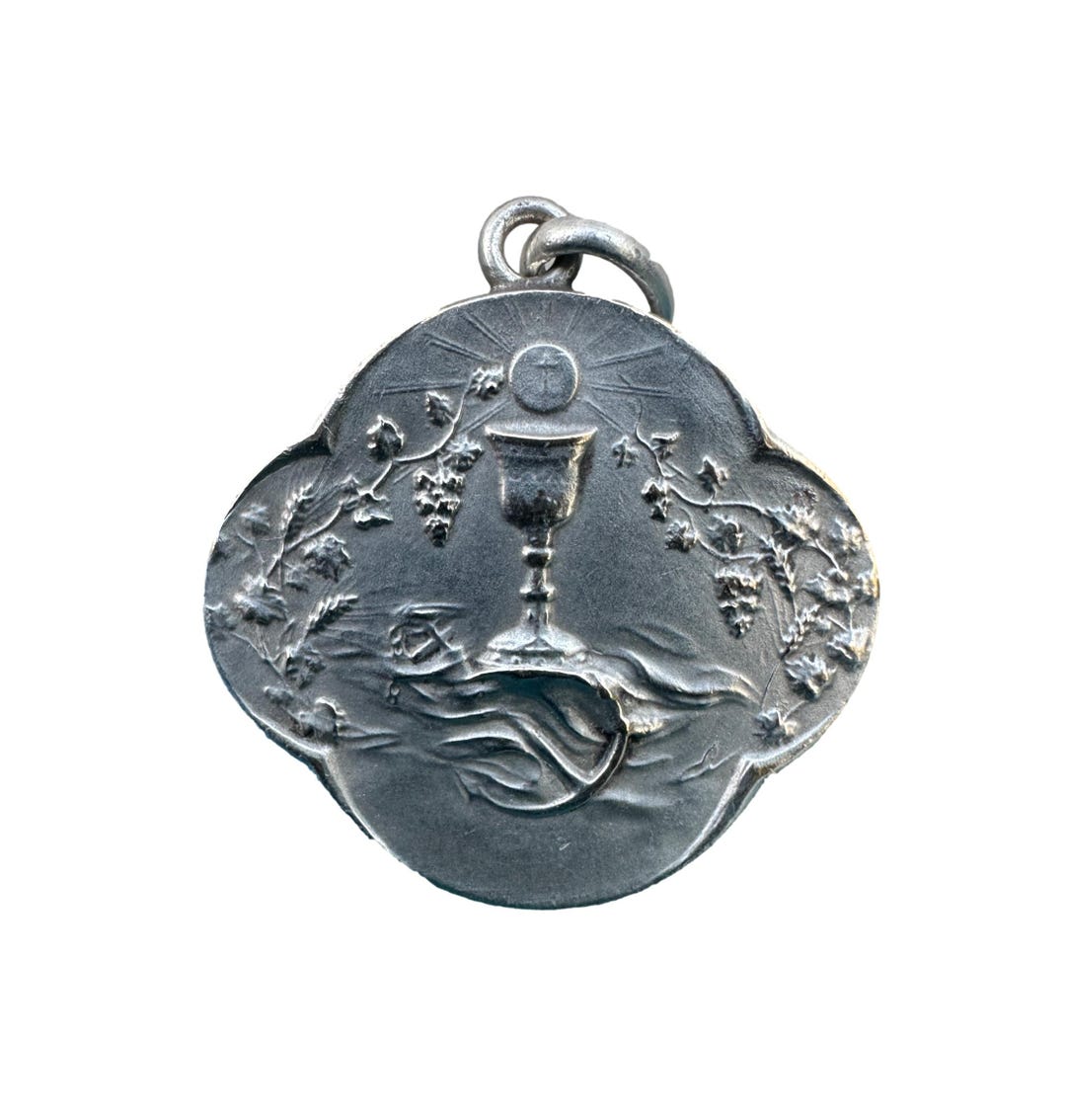 Art Nouveau Communion Chalice Silver Plated Medal by Roty - Etsy