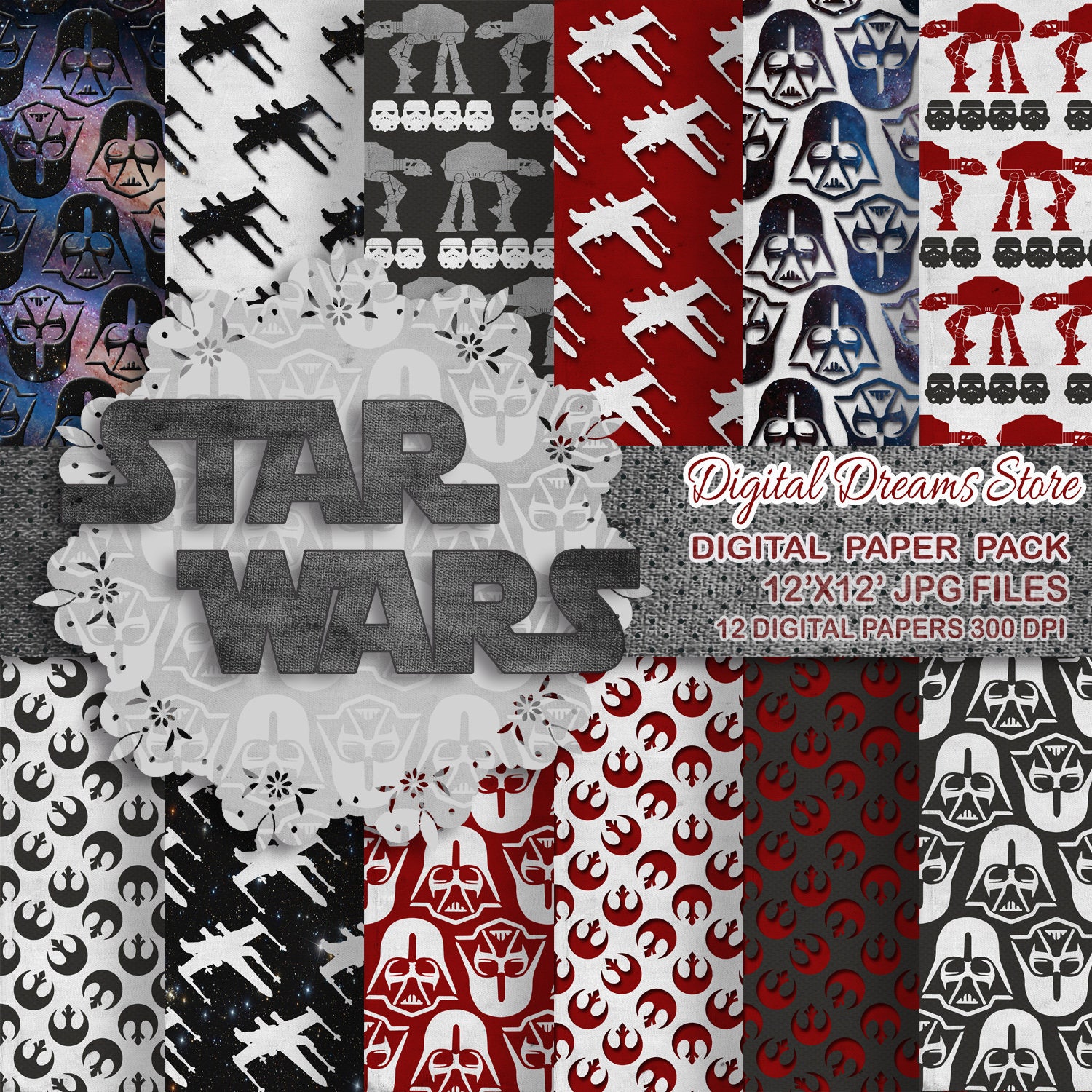 Star Wars Paper: star WARS Dreams Digital Paper Patterns, Scrapbooking ...