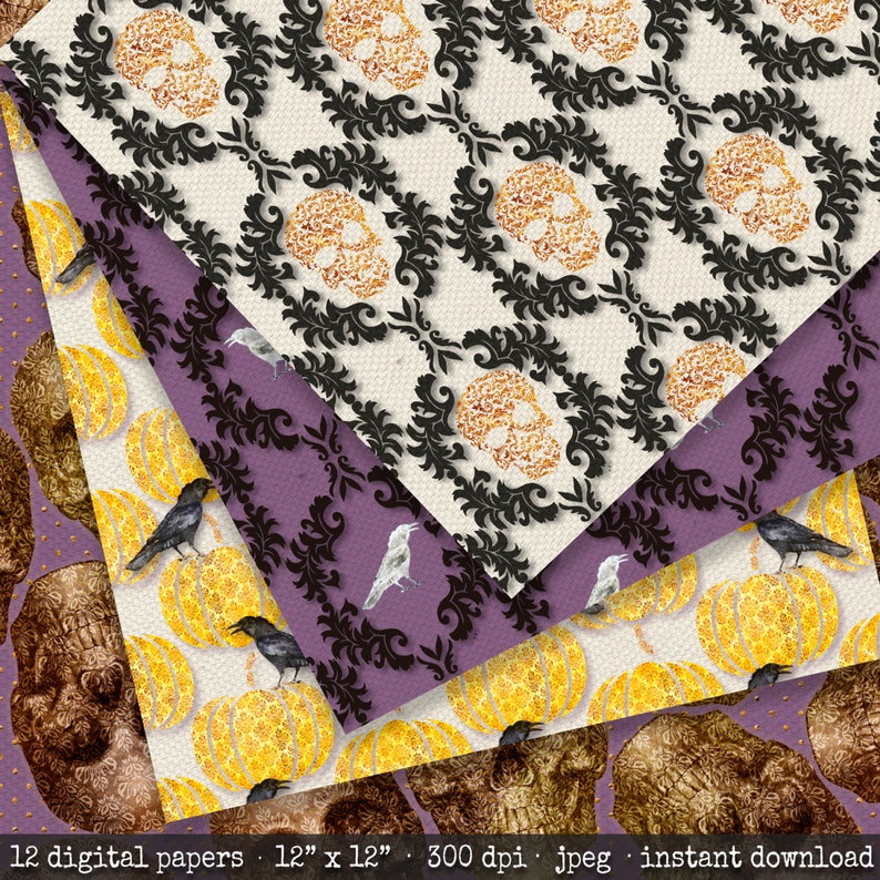 Halloween Digital Paper: "halloween Chic" Halloween Digital Backgrounds ...