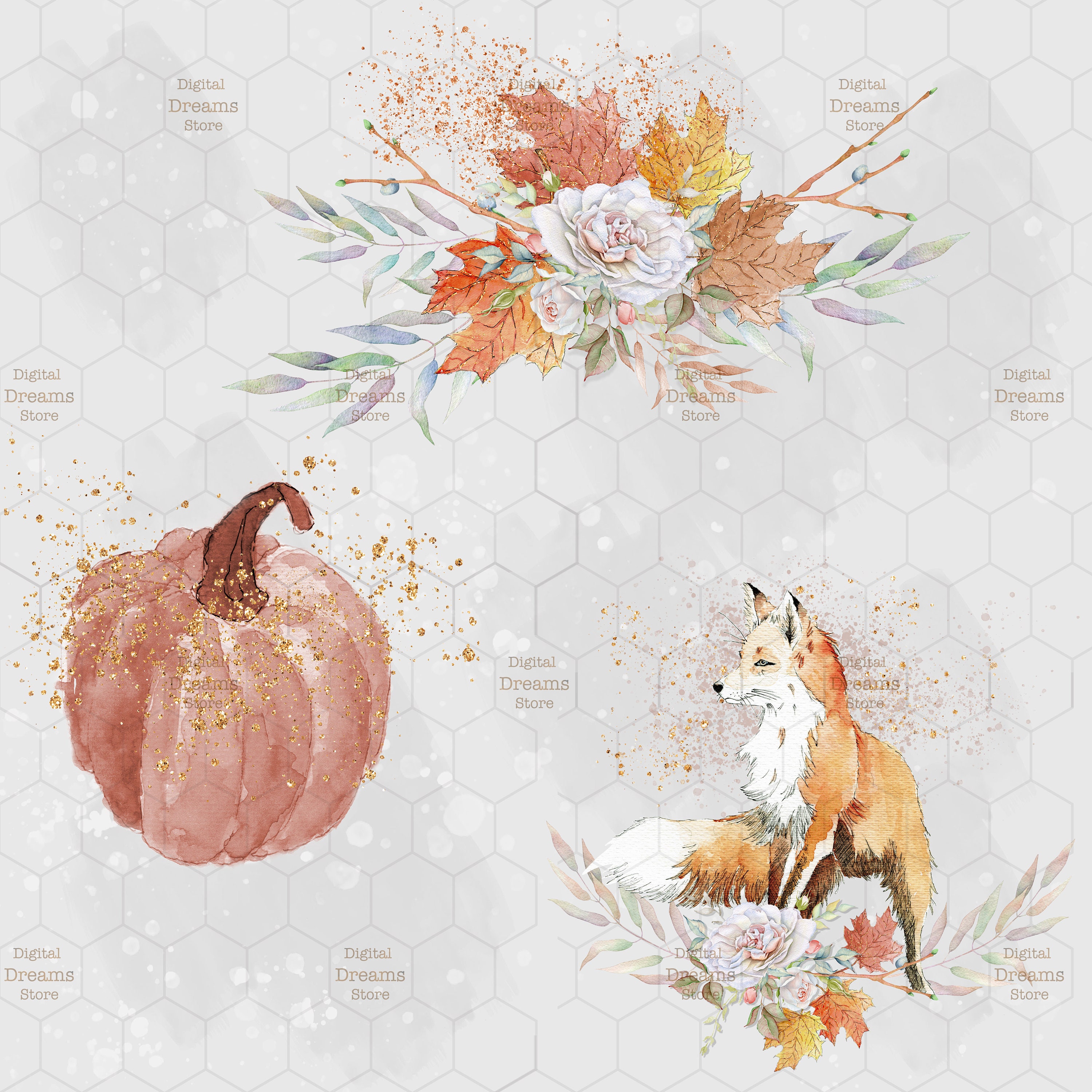 Fall Clipart, Autumn Clipart, Woodland Clipart, Glitter Clipart Forest ...