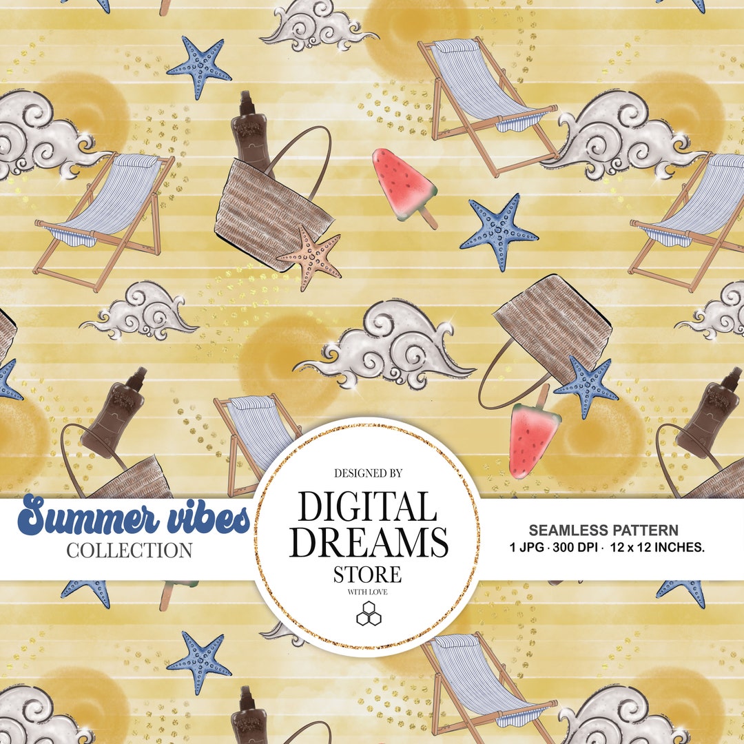 Seamless Summer Pattern - Watercolor Scrapbook Papers - Seamless ...