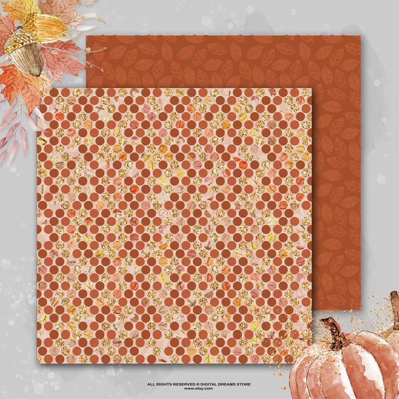 Fall Digital Paper Autumn Leaves Patterns Forest Animals | Etsy
