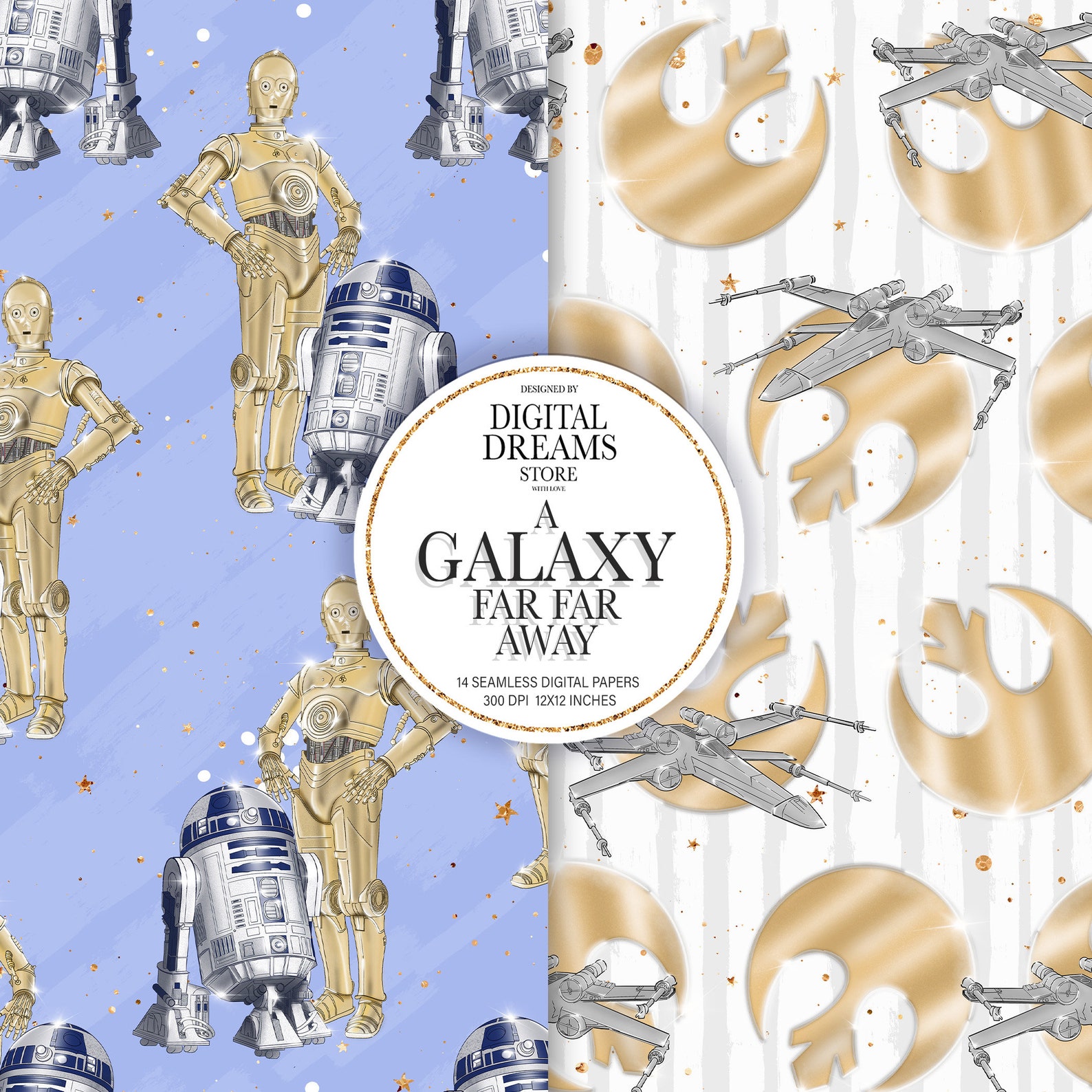 Star Wars Paper: "star Wars" Digital Paper Patterns, Scrapbooking Paper ...