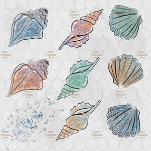 WATERCOLOR SEA CLIPART, Nautical Clipart, Seashells, Sea Horse, Coral ...