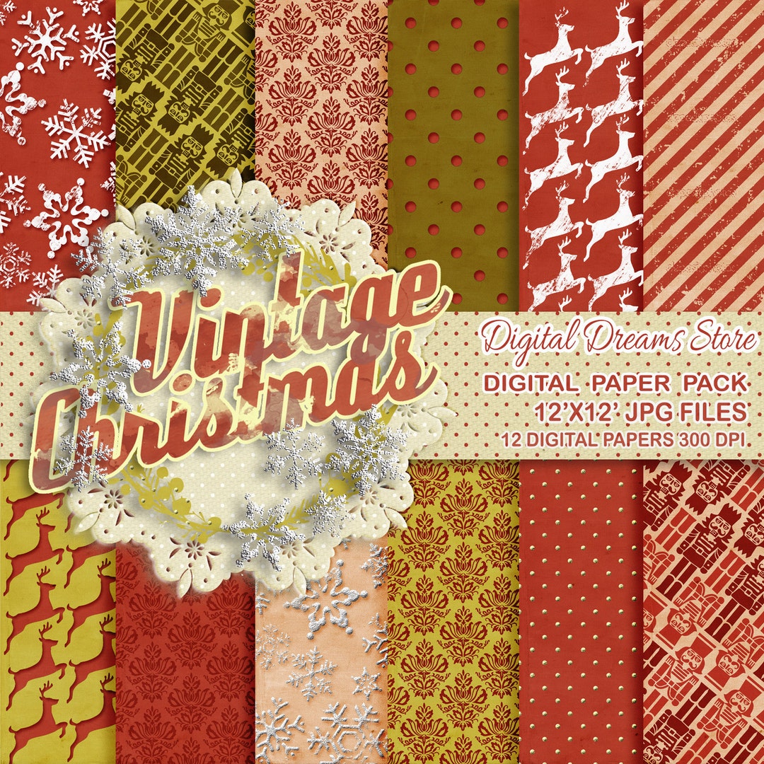Christmas Digital Paper: vintage Christmas - Etsy Singapore
