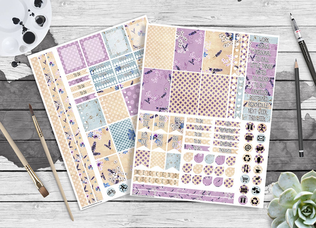 Printable Stickers: "lavender SWEET Garden" Purple Background - Planner ...