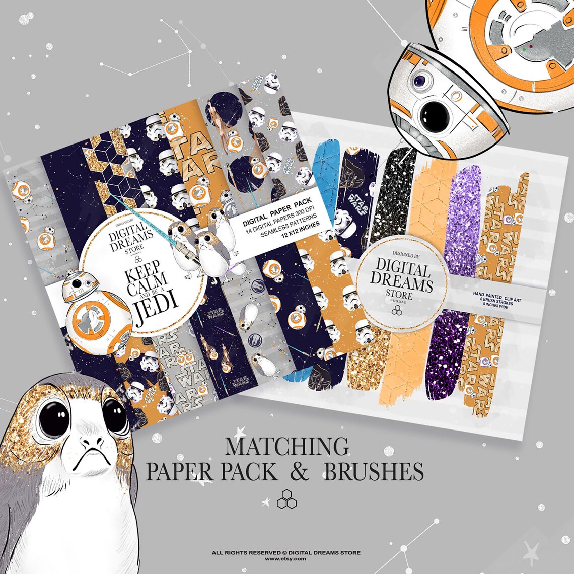 Star Wars Paper: "star Wars" Digital Paper Patterns, Scrapbooking Paper ...