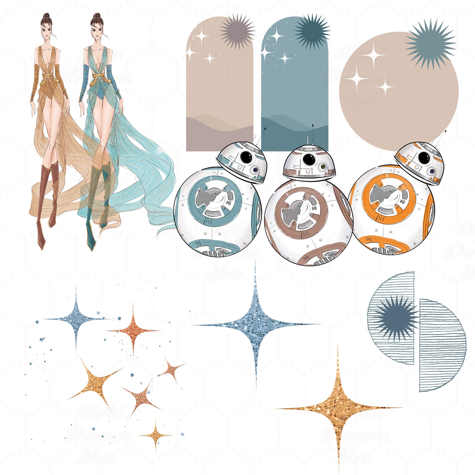 Clipart JEDI FORCE Space Wars Star Paper Pack: Jedi Seamless Pattern ...