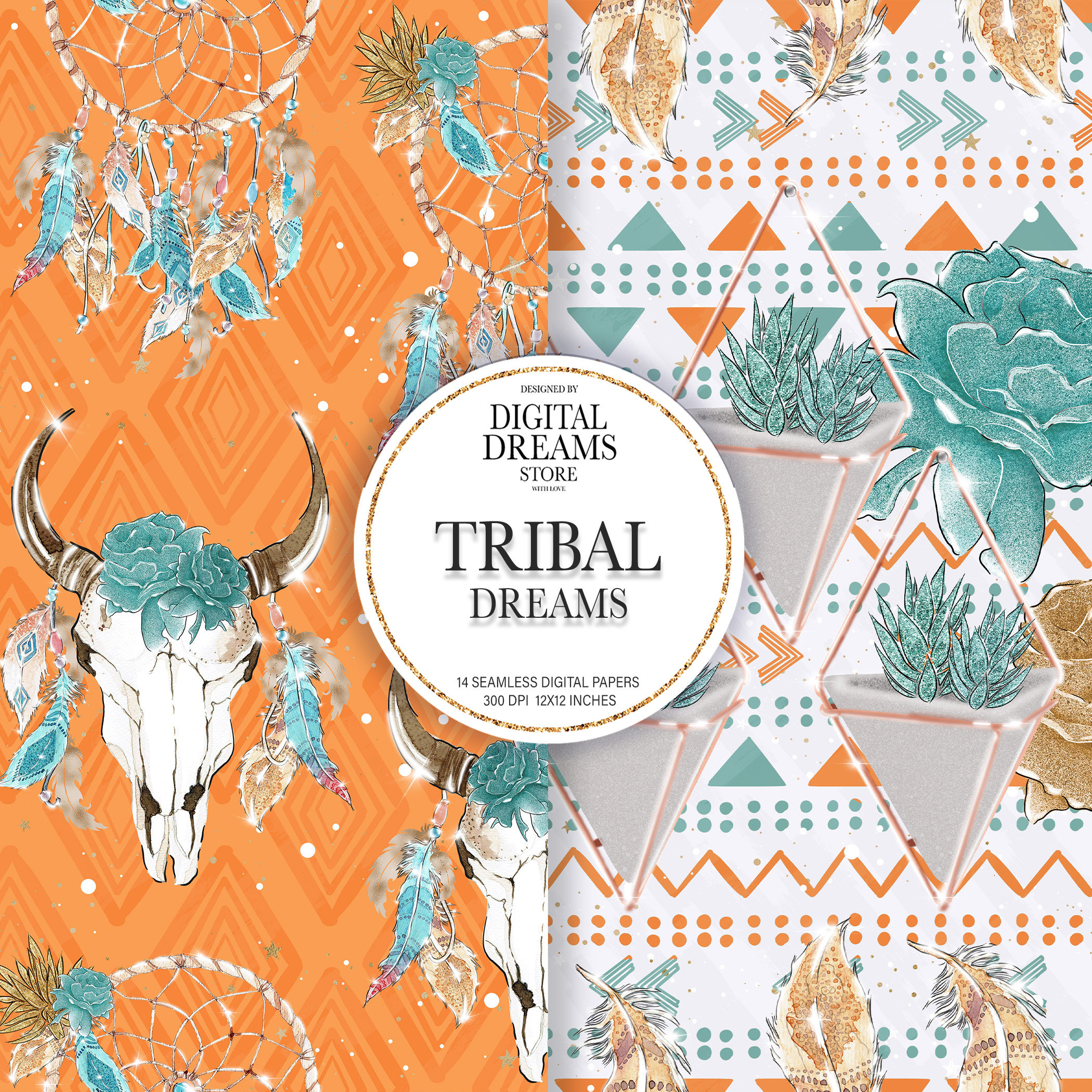 Boho Paper Pack Tribal Digital Boho Chic Wallpaper Native Boho Fashion ...