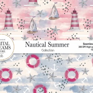 Nautical Summer Digital Paper, Chic Sea,underwater Ocean,sailor ...