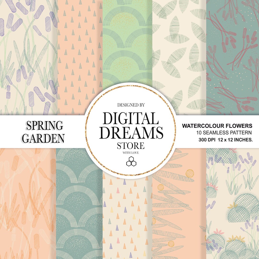 Spring Floral Digital Paper - Watercolor Scrapbook Papers - Seamless ...