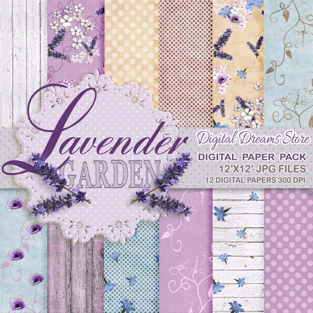 Flower Digital Paper: "lavender SWEET Garden" With Purple Background ...