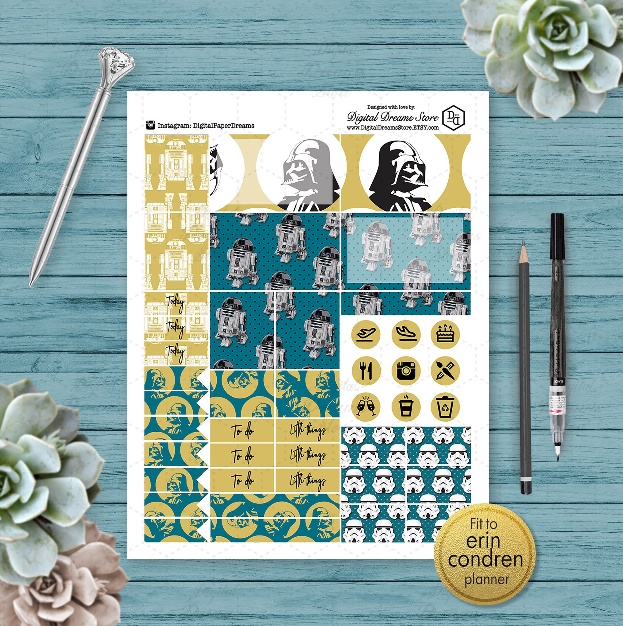 Printable STAR WARS Weekly Sticker Kit Star Wars Planner - Etsy