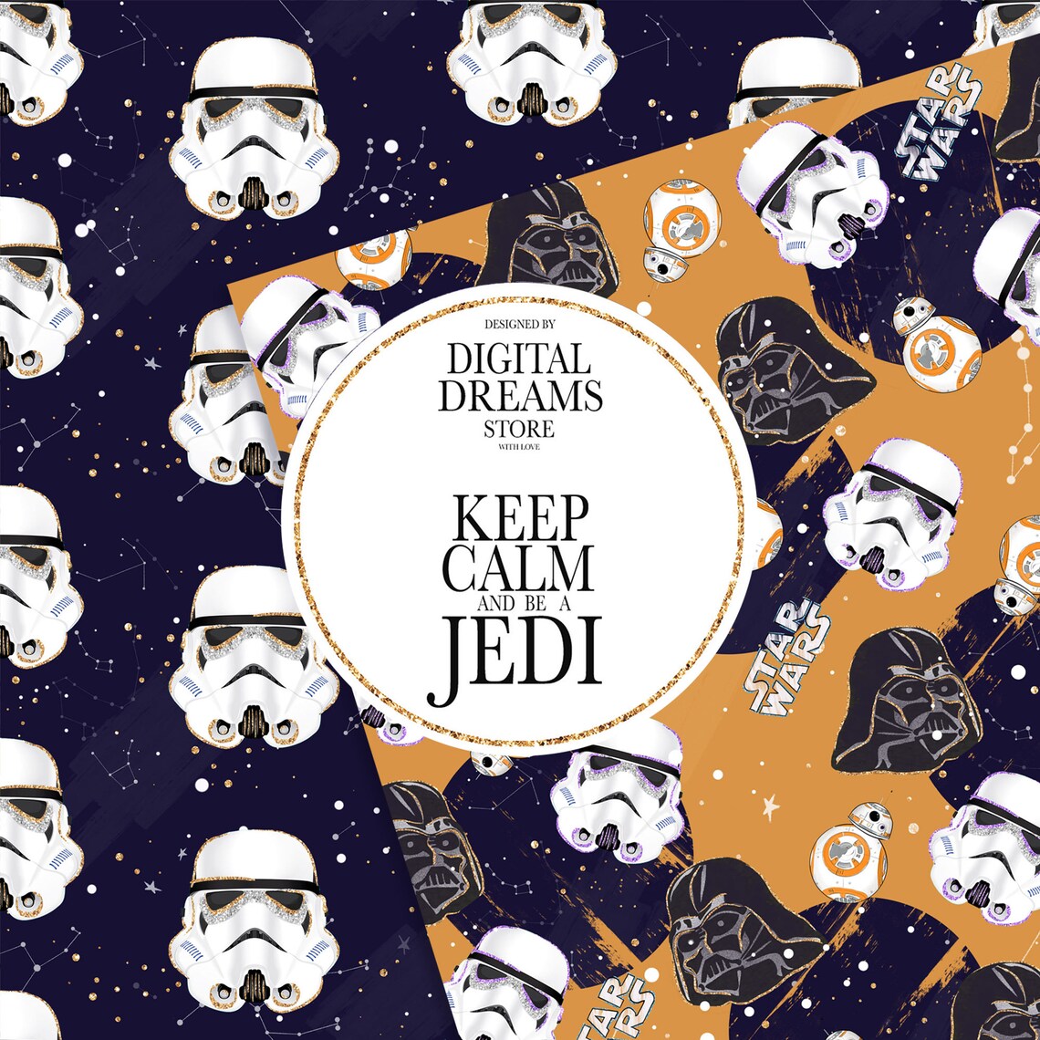 Star Wars Paper: "star Wars" Digital Paper Patterns, Scrapbooking Paper ...