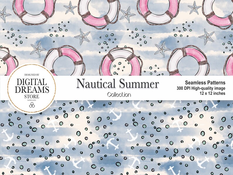 Nautical Summer Digital Paper, Chic Sea,underwater Ocean,sailor ...