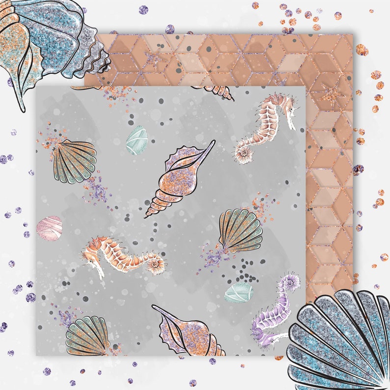 SEAHORSES DREAMS Summer Digital Paper, Sealife Digital Papers ...