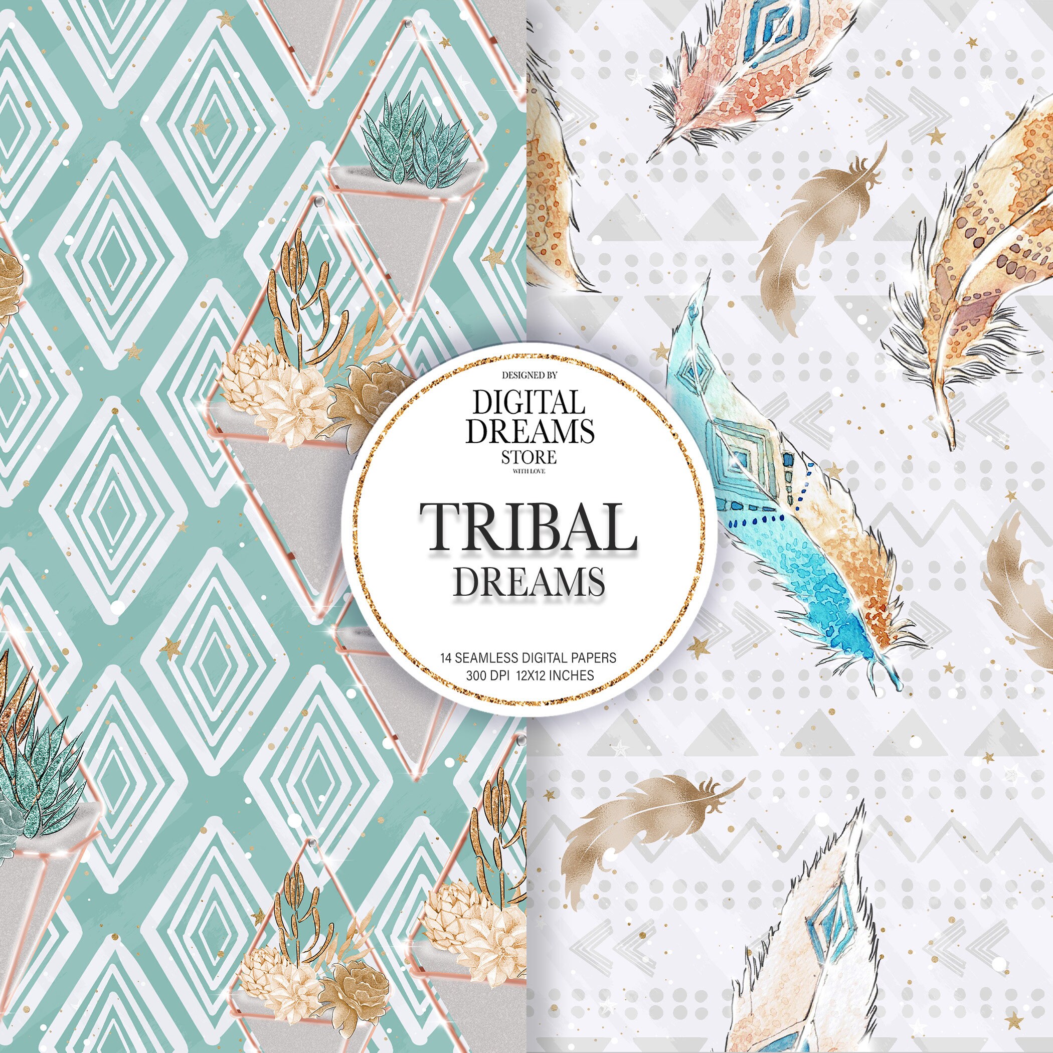 Boho Paper Pack Tribal Digital Boho Chic Wallpaper Native Boho Fashion ...