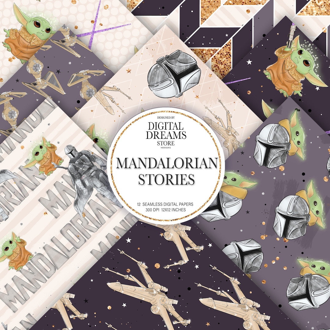 Star Wars Paper: MANDALORIAN Seamless Pattern, Scrapbooking Paper, Star ...