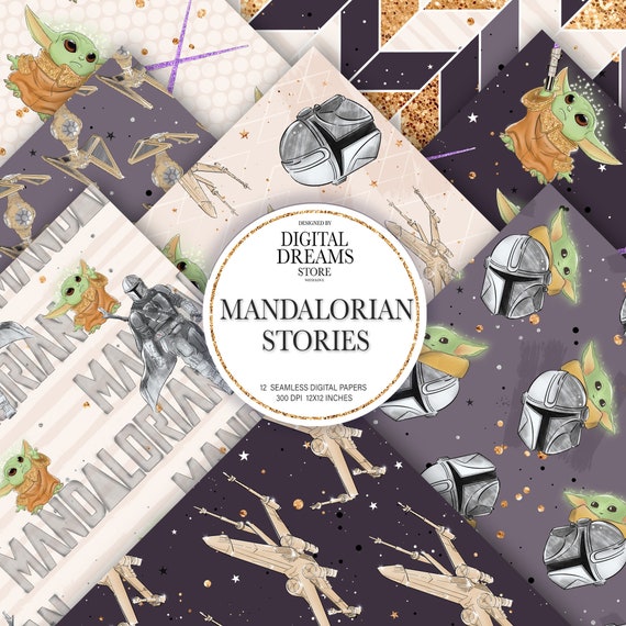 Star Wars Paper: MANDALORIAN Seamless Pattern Scrapbooking - Etsy