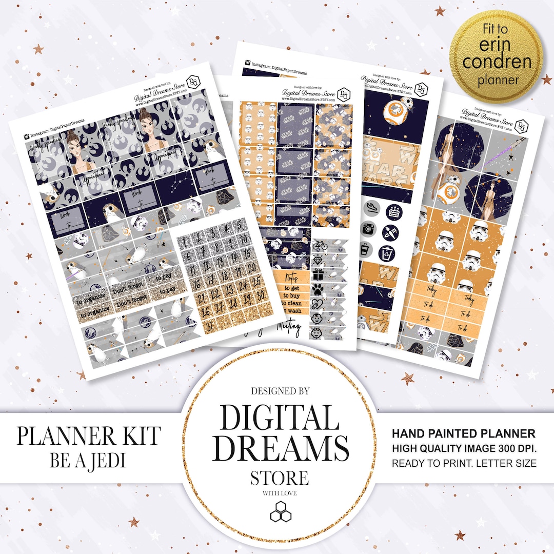 Printable STAR WARS Weekly Sticker Kit, Star Wars Planner Stickers Kit ...