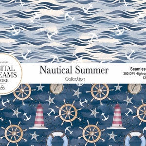 Nautical Summer Digital Paper, Chic Sea,underwater Ocean,sailor ...