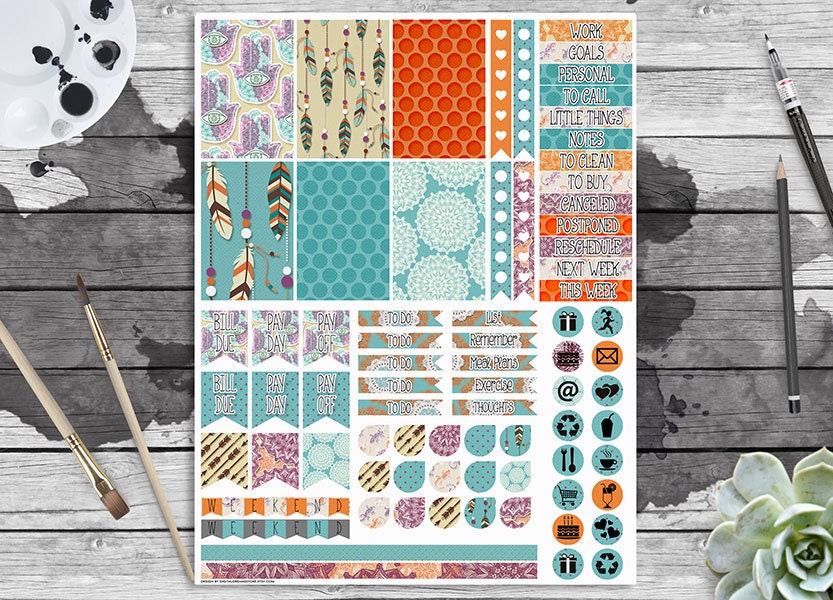Printable Stickers: "boho Chic" Boho Style - Planner- Boho Design ...