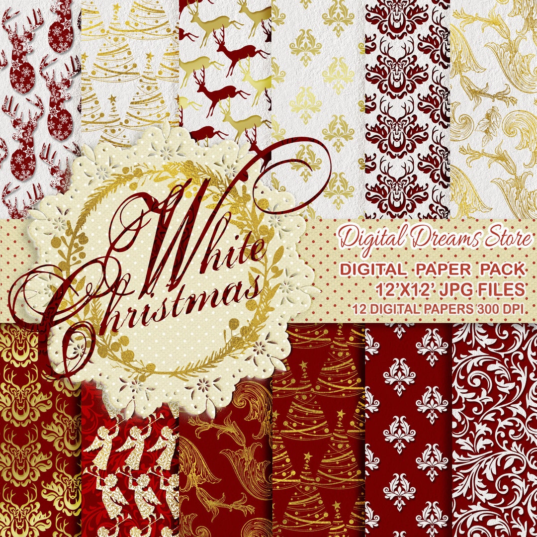 Christmas Digital Paper: "white Christmas" Christmas Digital Paper ...