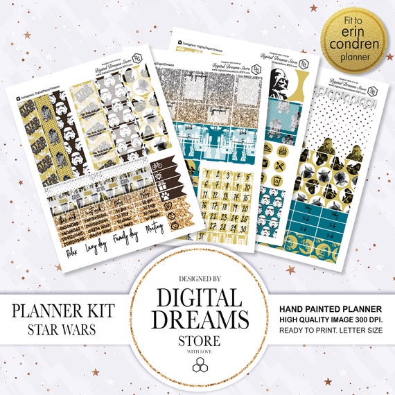 Printable STAR WARS Weekly Sticker Kit Star Wars Planner | Etsy