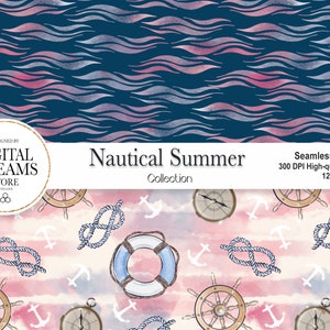 Nautical Summer Digital Paper, Chic Sea,underwater Ocean,sailor ...