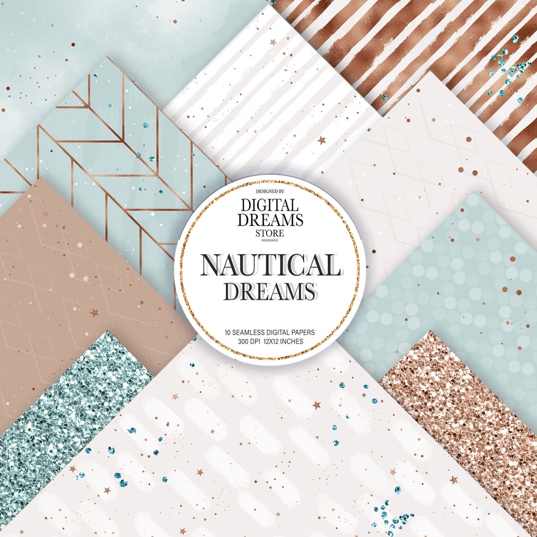 Nautical Digital Basic Papers, Sea Seamless Patterns, Summer Fashion ...