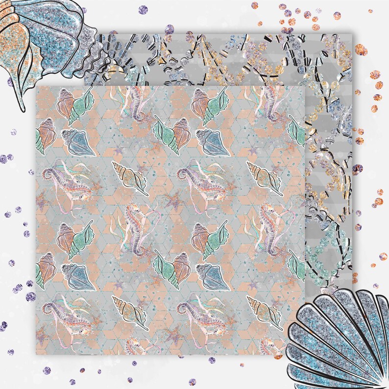 SEAHORSES DREAMS Summer Digital Paper, Sealife Digital Papers ...