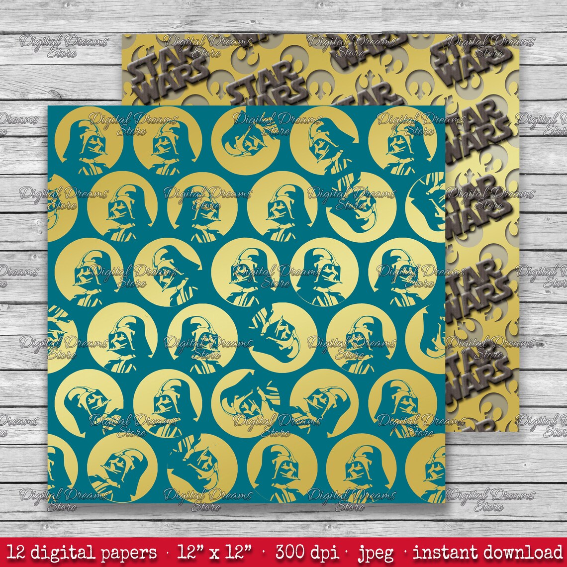 Star Wars Paper: "star Wars" Digital Paper Patterns, Scrapbooking Paper ...