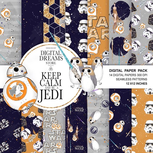 Star Wars Paper: MANDALORIAN Seamless Pattern Scrapbooking | Etsy