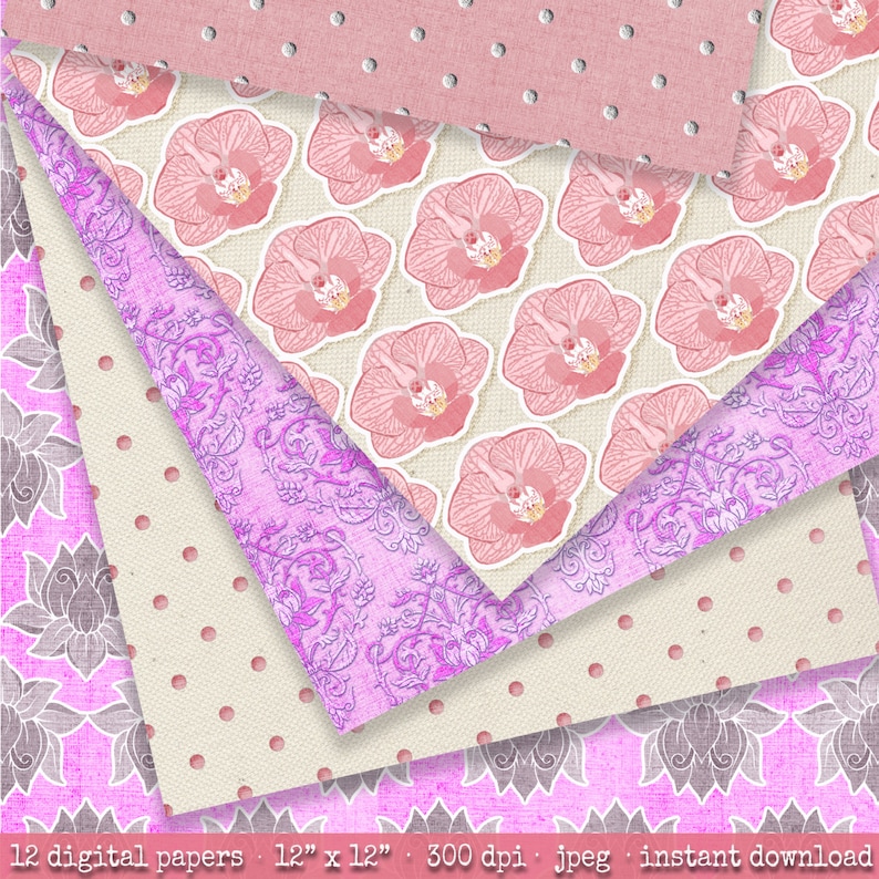 Pink Digital Paper: "pink Textures" Floral Digital Paper, Pink ...