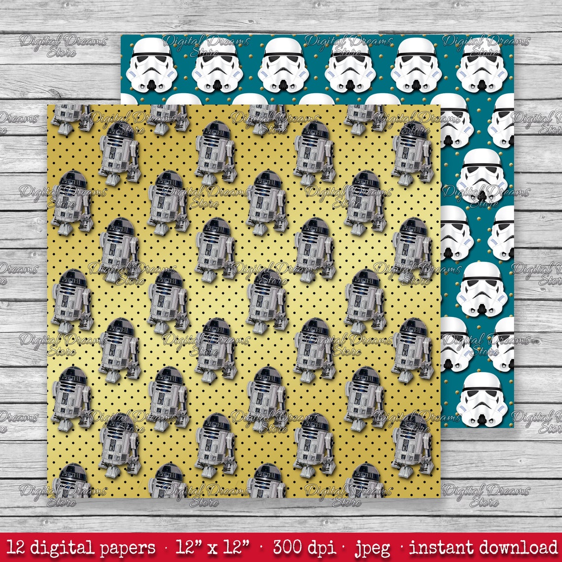 Star Wars Paper: "star Wars" Digital Paper Patterns, Scrapbooking Paper ...